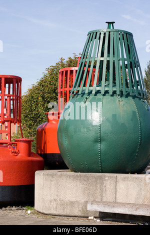 Navigation buoys, starboard, green lateral mark and port, red lateral ...