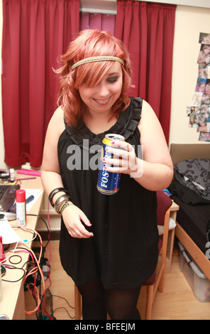 Teenage student girl getting drunk on alcoholpops and beer Stock Photo ...
