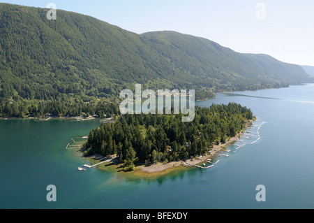 Aerial photograph of Youbou, Cowichan Lake, Vancouver Island, British ...