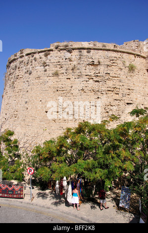 Walls and tower of Kyrenia castle. Kyrenia District, Cyprus Stock Photo ...