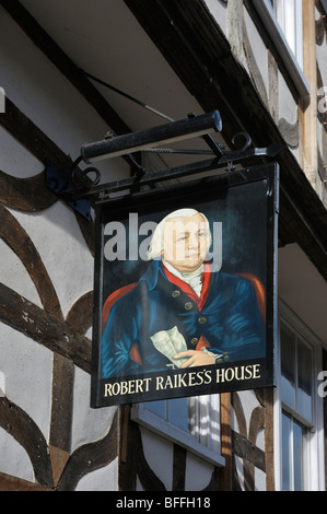 Robert Raikes's House pub sign, Gloucester, Gloucestershire, Cotswolds ...