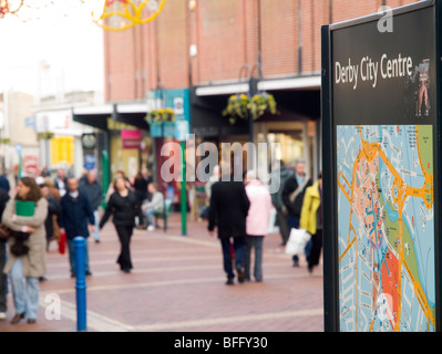 Derby city centre map England uk Stock Photo - Alamy