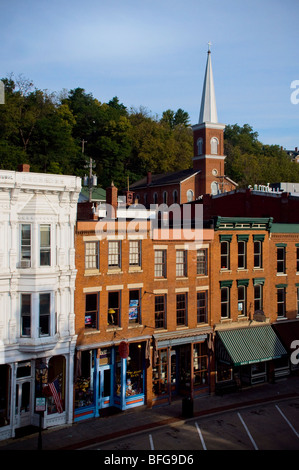 Historic street in downtown Galena, Illinois a popular tourist town ...