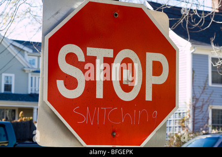 Stop Sign graffitti Stock Photo - Alamy