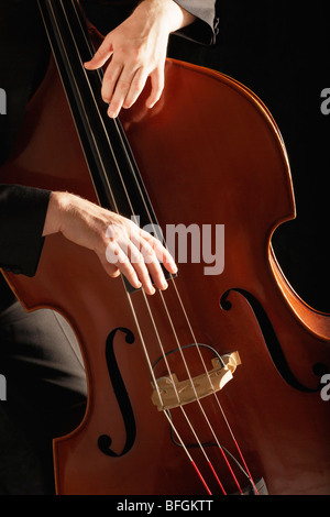 Close up shot of a double bass scroll and tuning pegs Stock Photo - Alamy