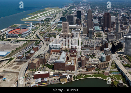 aerial view above downtown Cleveland Ohio Stock Photo - Alamy