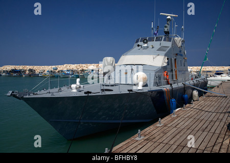 cypriot marine police fast patrol boat in the harbour in latchi village ...