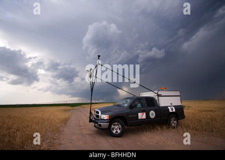 A car participating in Project Vortex 2 near Dodge City, Kansas, USA ...