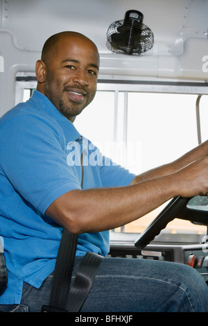 School Bus Driver in School Bus Stock Photo - Alamy