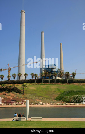 Israel, Sharon region. Orot Rabin power plant by Hadera river Stock ...