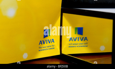 Aviva insurance generic picture of logo reflected in a mirror ...