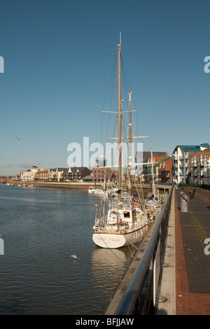 Boats moored in Littlehampton harbour, West Sussex County, England, UK ...