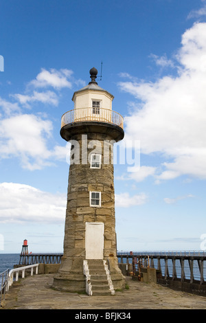 The light house and pier at Whitby North Yorkshire UK Stock Photo - Alamy