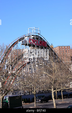 The world famous Cyclone wooden roller coaster, Coney Island, Brooklyn ...