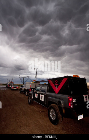 Mobile mesonet trucks with Project Vortex 2 is parked alongside the ...
