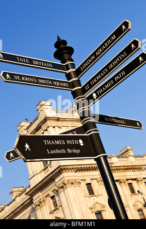 Signpost in Westminster London showing various attractions Stock Photo ...