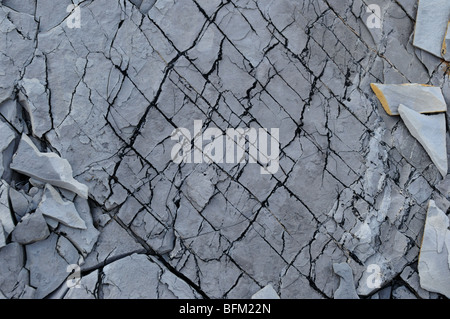 Fractured shale filled with hydrocarbon residual, Oklahoma, USA Stock ...