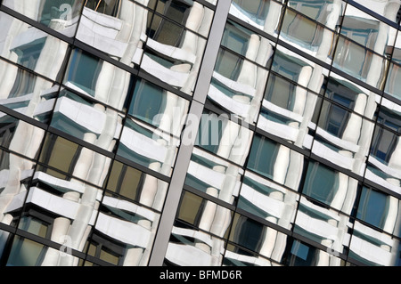 Mirror glass on buildings showing distorted abstract reflections Stock ...