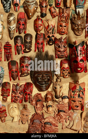 Traditional masks for sale in a Nubian village, near Aswan, Egypt Stock ...