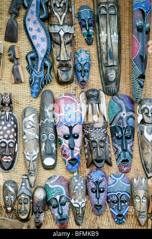 Traditional masks for sale in a Nubian village, near Aswan, Egypt Stock ...
