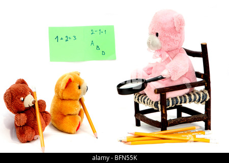 teddy bear learning in classroom room teacher abc letters school Stock ...