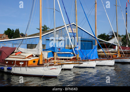 A boatyard on the River Bure on the Norfolk Broads downstream of The ...