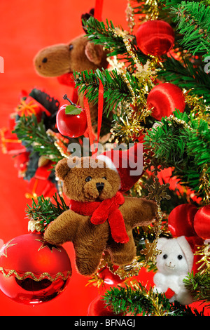Christmass balls hanging in a christmas tree Stock Photo - Alamy