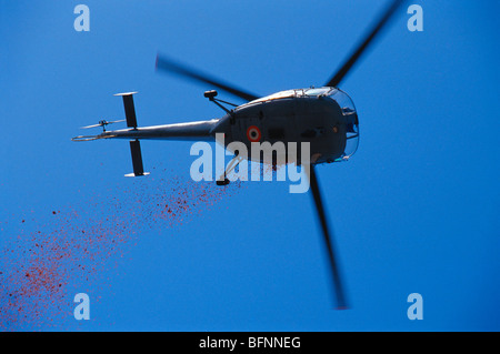 Helicopter showering rose petals, Rajkot, Gujarat, India, Asia Stock ...