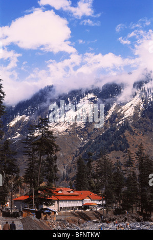 Snowcap peak with club house at Manali, Himachal Pradesh, India, Asia ...