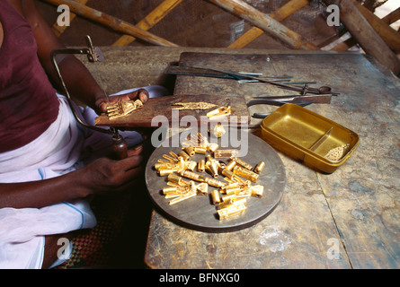 Indian goldsmith working ; Chettinad ; Tamil Nadu ; India ; asia Stock ...