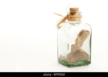 C-Note in a Glass bottle with cork stopper - path included Stock Photo ...