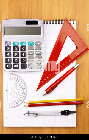 Open notebook with pen. Mathematics homework school background Stock ...