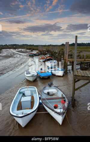 Morston quay and creeks and boats mooring Stock Photo - Alamy