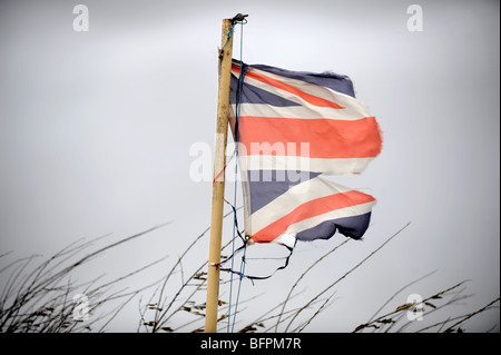 A British flag torn in a gale UK Stock Photo - Alamy