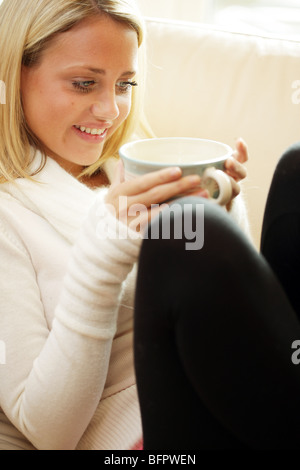 Teenage Girl Drinking Tea Model Released Stock Photo - Alamy