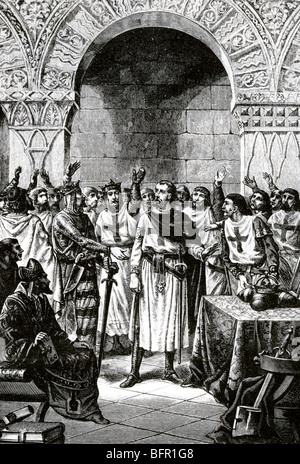 Godfrey of Bouillon in the First Crusade, 1096 A.D. Hand-colored ...