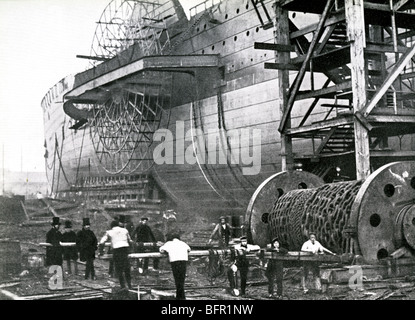 THE GREAT EASTERN ship designed by Brunel under construction in 1857 ...