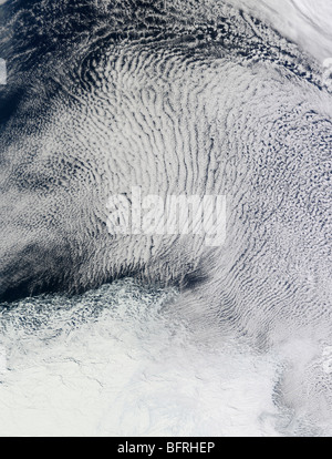 A view of sea ice patterns in the Arctic Ocean, captured by NASA's ...