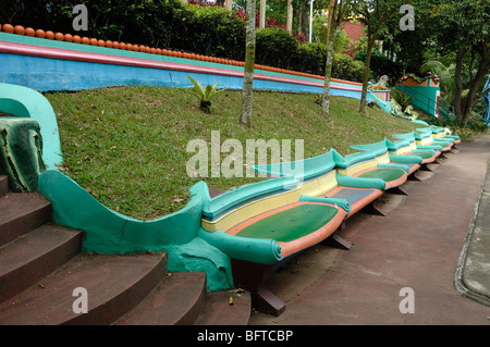 Multicolored or Multicoloured Painted Concrete Park Bench, Benches or ...