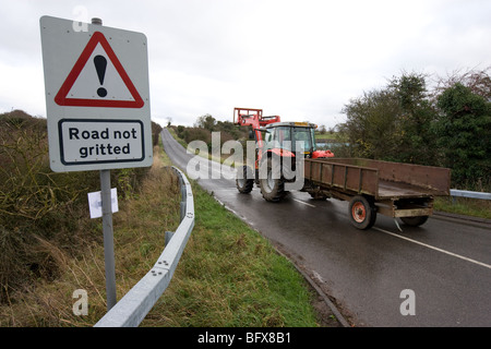 Road Not Gritted Sign Stock Photo - Alamy