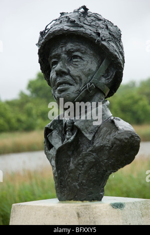 Statue of Major John Howard at Pegasus Bridge marking the landing of ...
