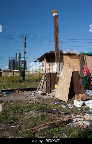 Homeless Person's Shack Near General Motors Headquarters in Detroit ...