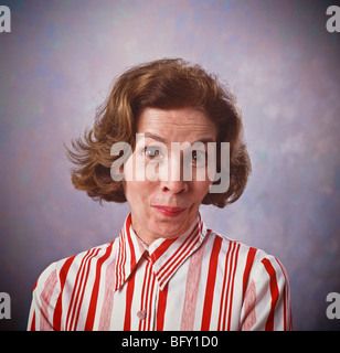 Woman, raised eyes eyebrows, quizzical expression Stock Photo - Alamy