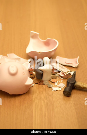 Smashed Piggy Bank Stock Photo - Alamy