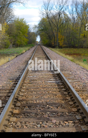 Railroad tracks receding into the distance Stock Photo - Alamy