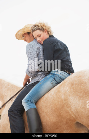 Young Man Rider With Her Horse Enjoying Good Mood in Evening Sunset ...