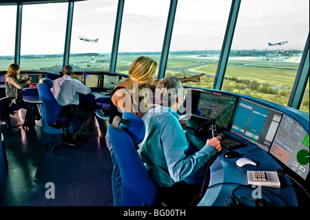 Airport Control Tower. Airport control tower at full capacity. Radar ...