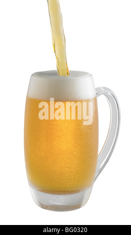 Beer pouring into mug Stock Photo - Alamy