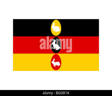 Easter holiday in Germany, Easter eggs on the German map. 3D rendering ...