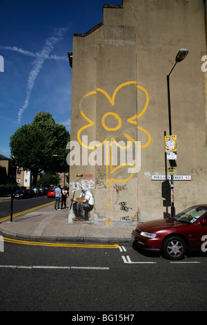 Banksy mural on Pollard Street, Bethnal Green, London, UK Stock Photo ...